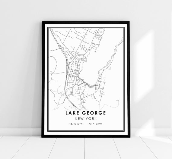 Lake George New York Map Print Poster Canvas New York Map - Etsy