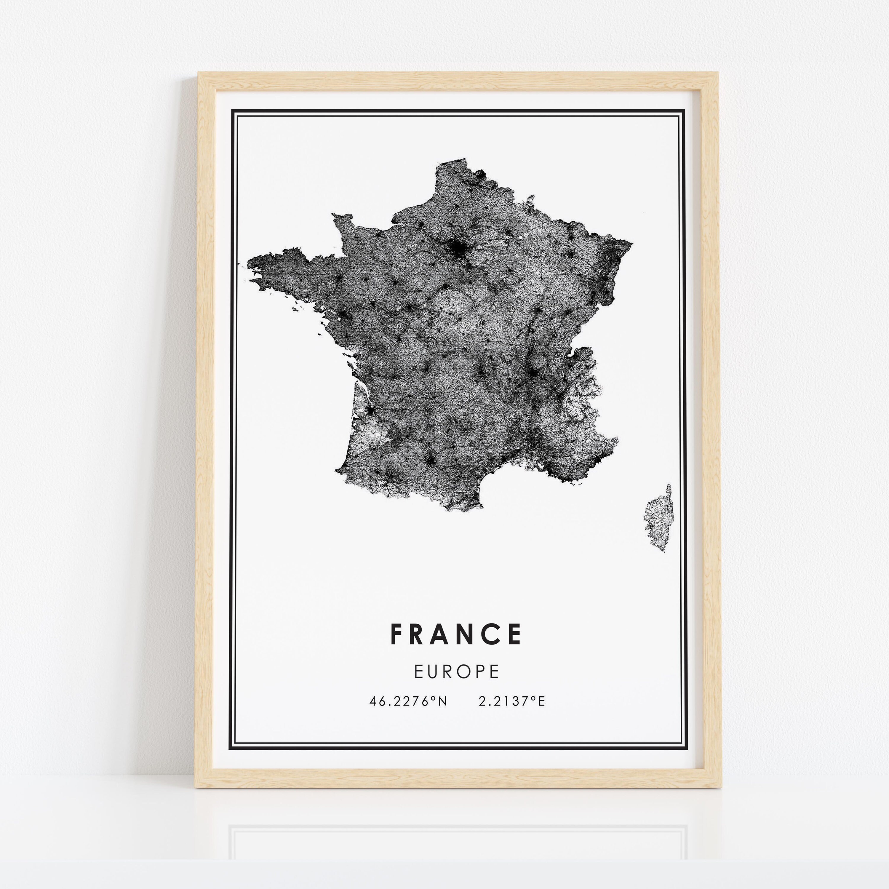France Country Map Print Poster Canvas | France Europe Country Road Map ...
