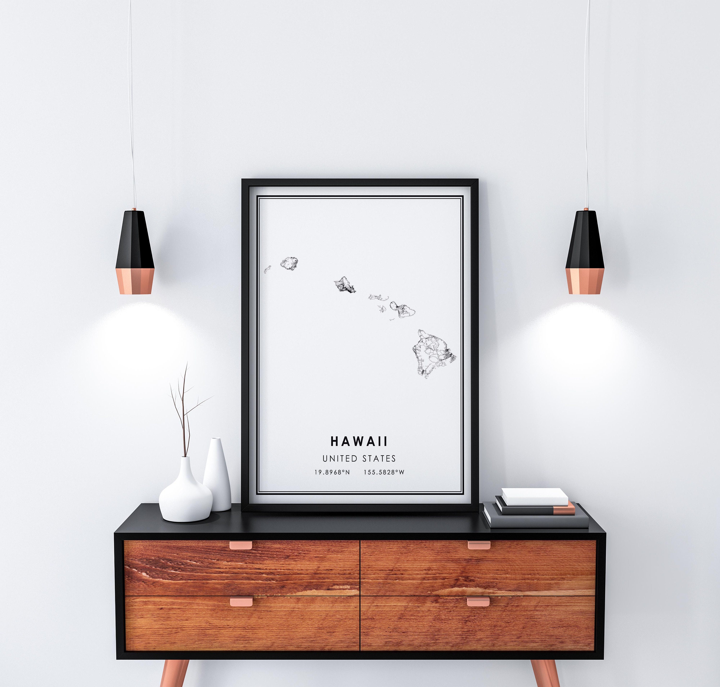 Hawaii United States Map Print Poster Canvas Hawaii United | Etsy