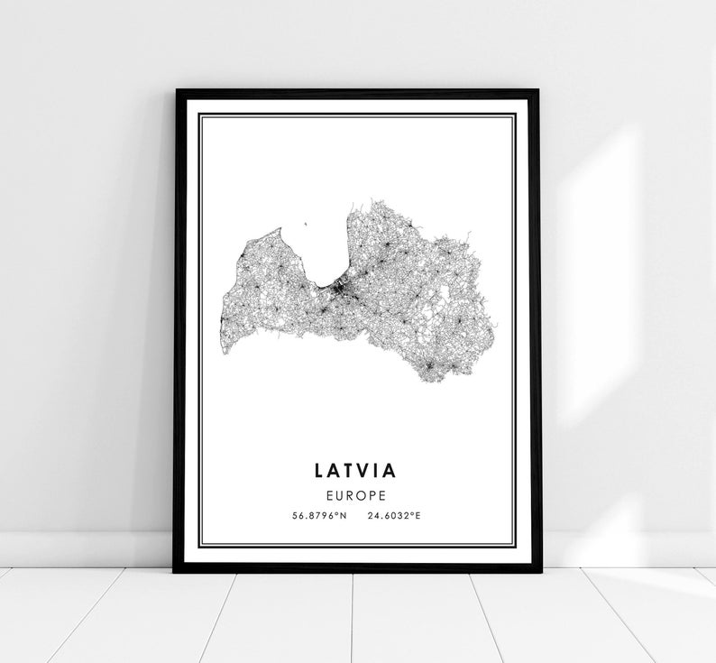 Latvia Country Map Print Poster Canvas Latvia Country Road - Etsy