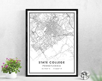 Pittsburgh Map Print Poster Canvas Pennsylvania Map Print | Etsy