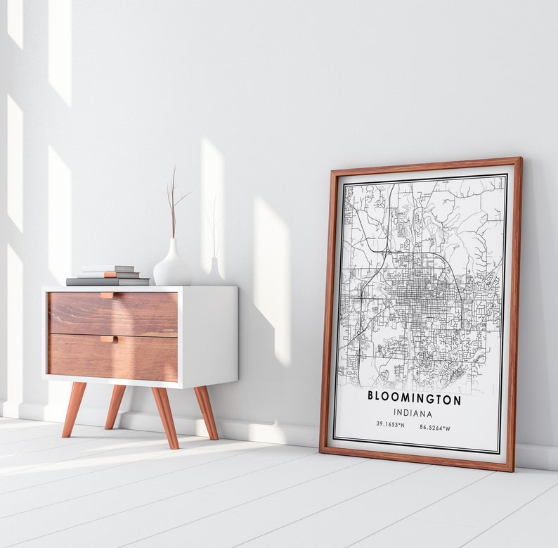 Bloomington Map Print Poster Canvas Indiana Map Print Poster | Etsy