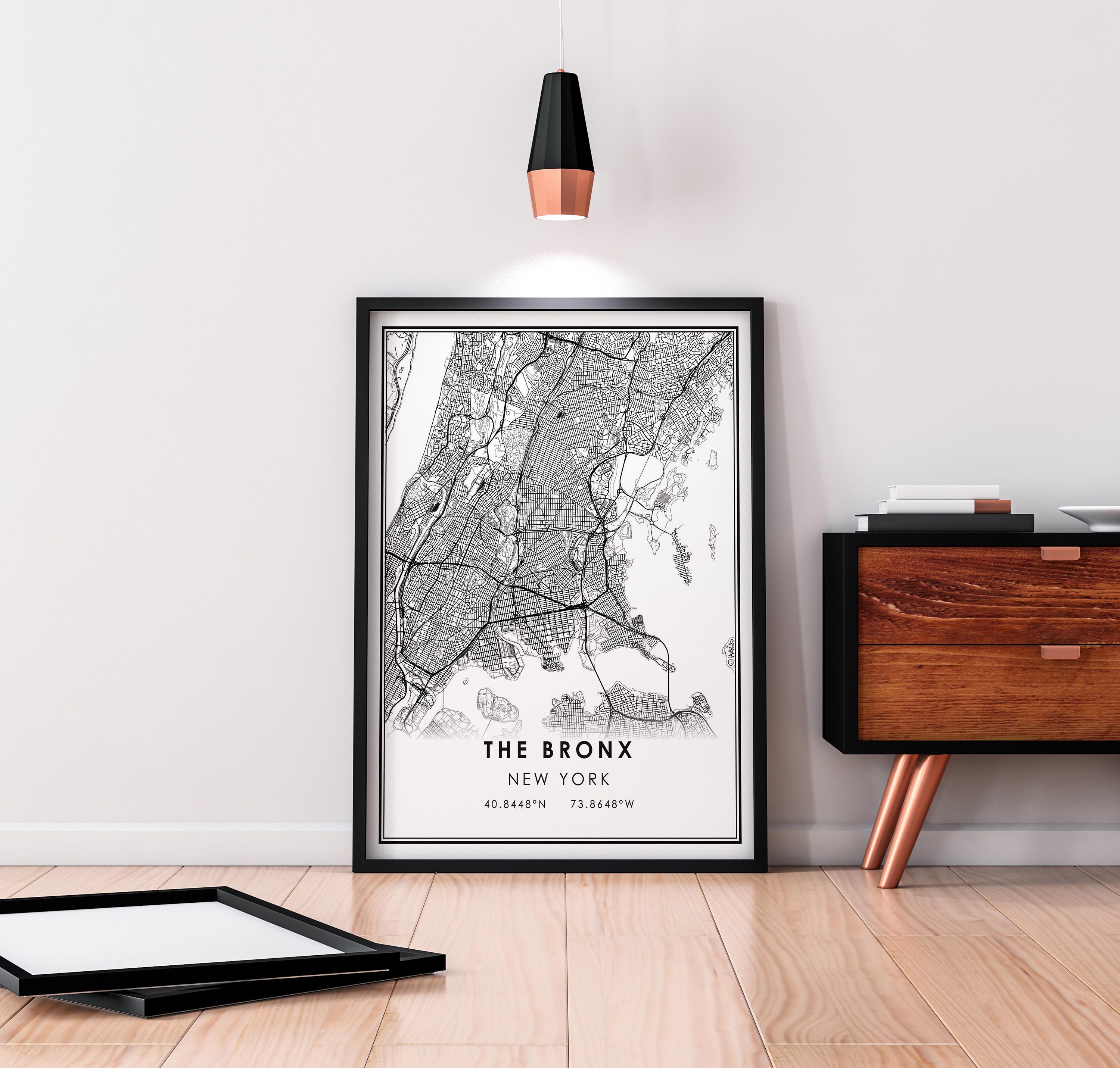 The Bronx Map Print Poster Canvas | New York Map Print Poster Canvas ...