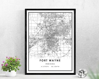 Fort Wayne Map Print | Etsy