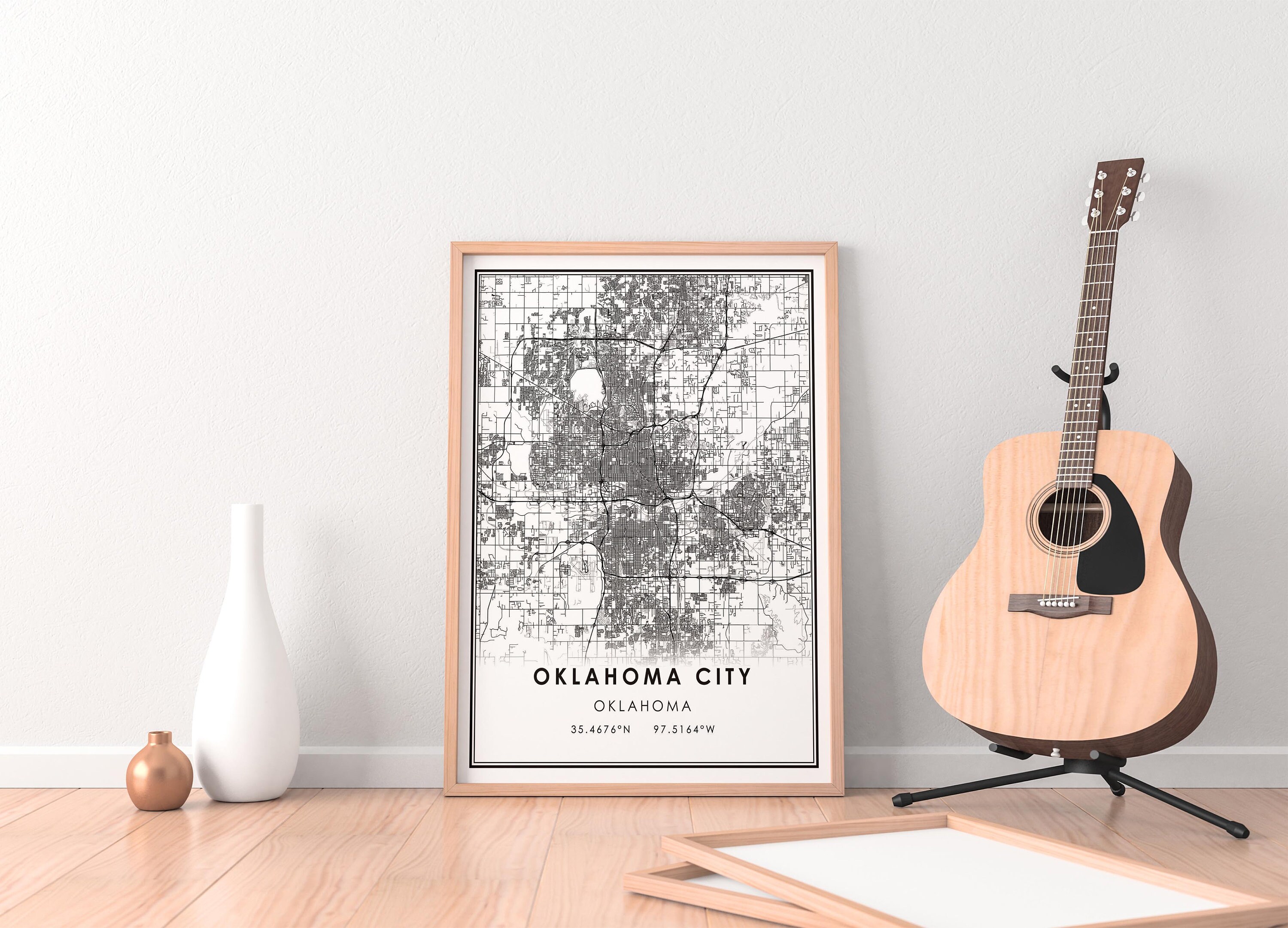 Oklahoma City Map Print Poster Canvas Oklahoma Map Print - Etsy