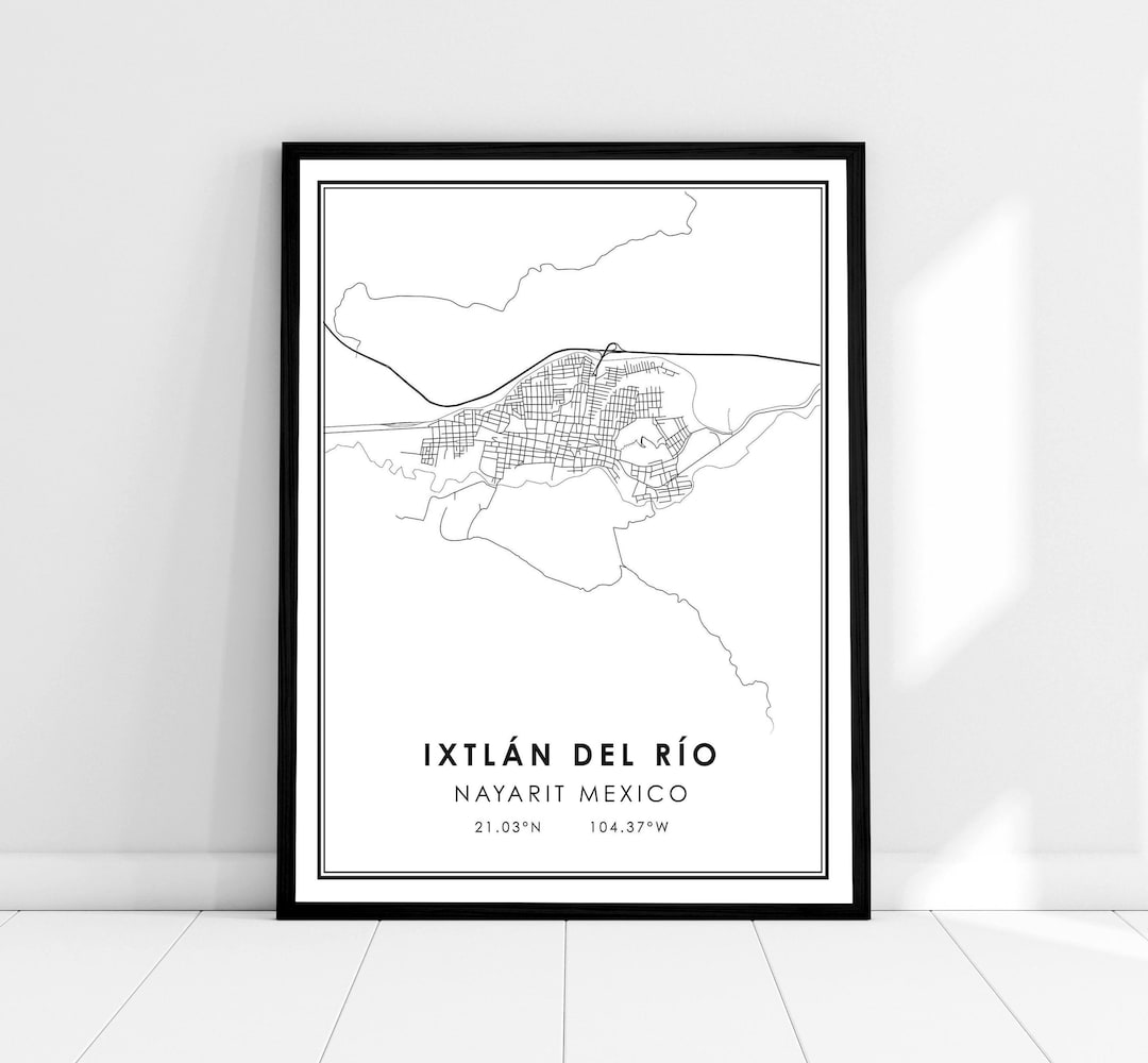 Ixtlán del Río mapa imprimir póster lienzo / Nayarit México mapa ...