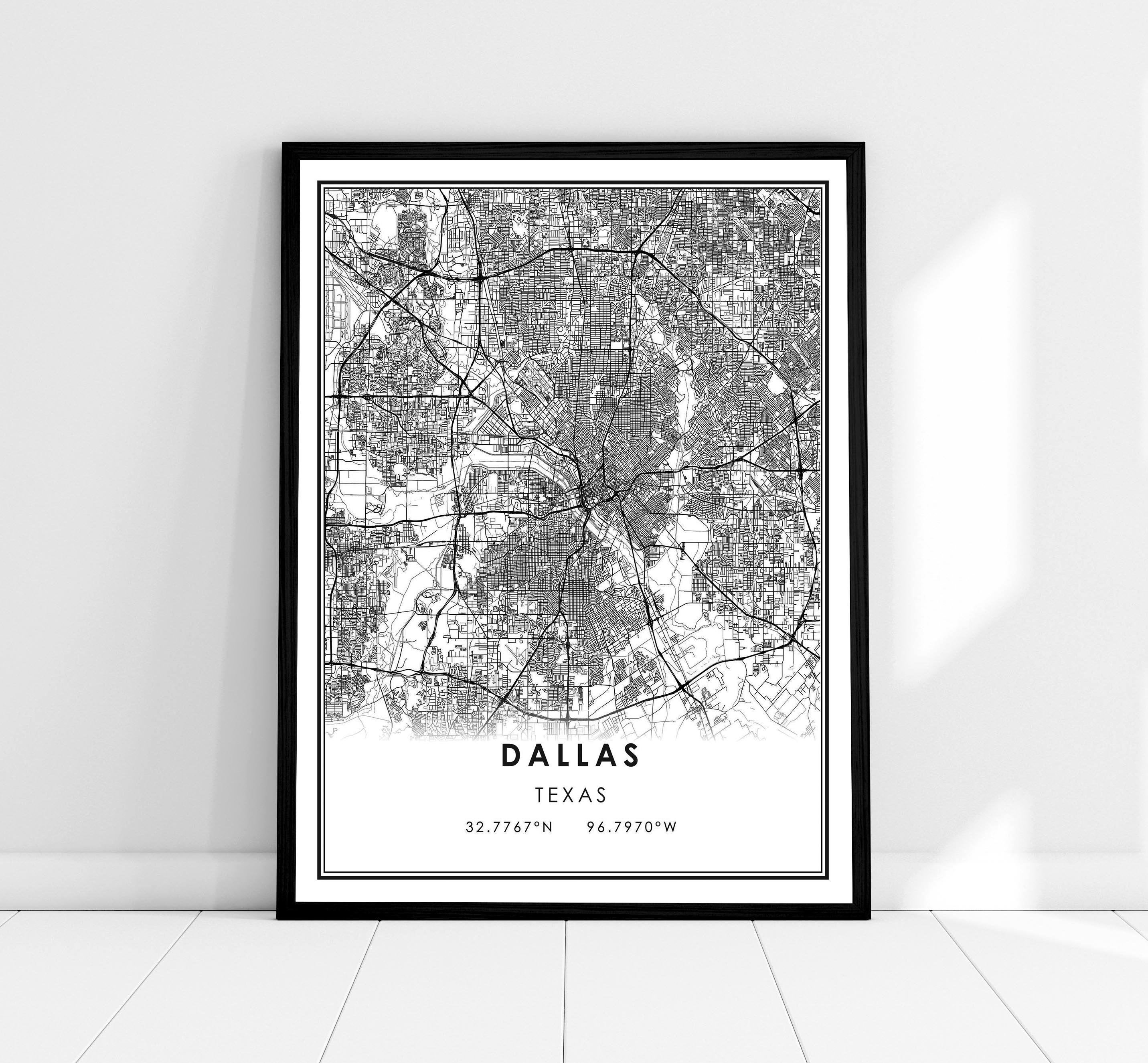 Dallas Map Print Poster Canvas Texas Map Print Poster Canvas | Etsy