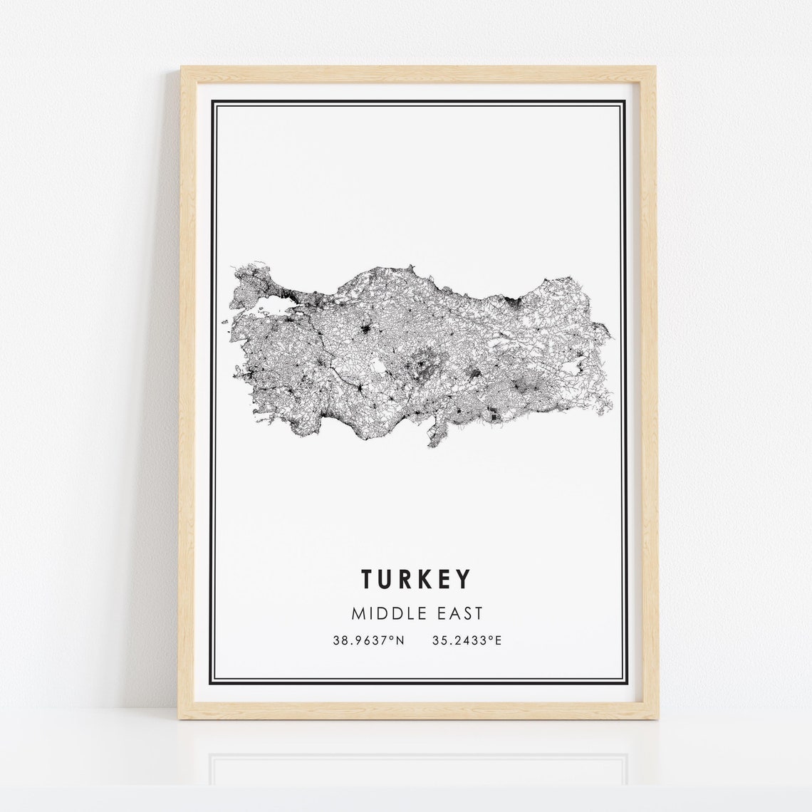 Turkey Country Map Print Poster Canvas Turkey Middle East - Etsy