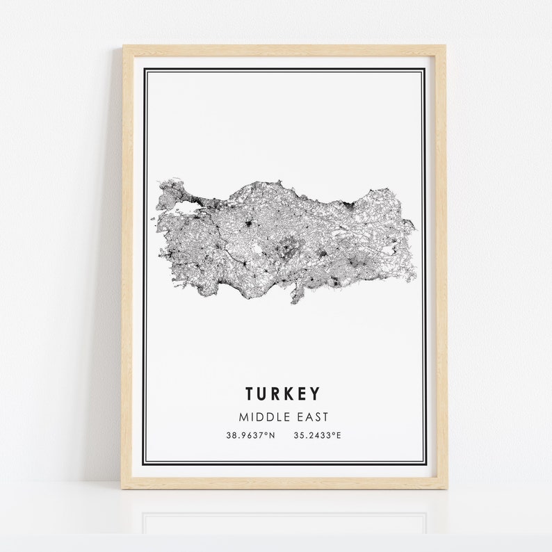 Turkey Country Map Print Poster Canvas Turkey Middle East - Etsy