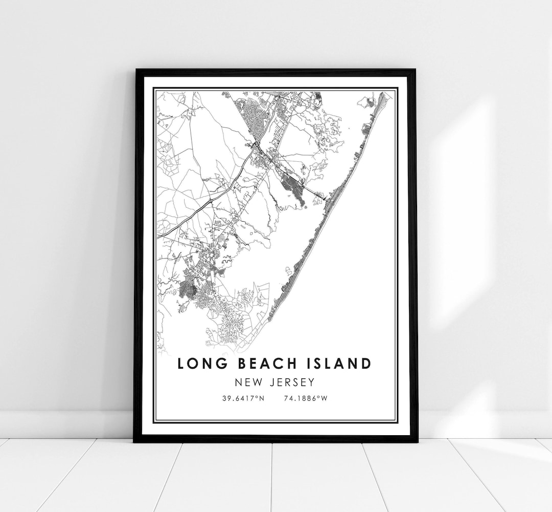 Long Beach Island Map Print Poster Canvas | New Jersey Map Print Poster ...