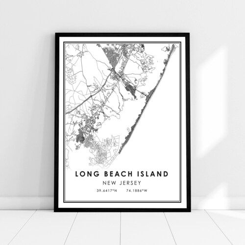 Long Beach Island Map Print Long Beach Island Map New - Etsy
