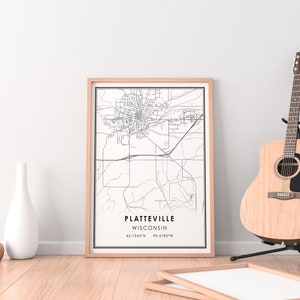 Platteville Map Print Poster Canvas | Wisconsin Map Print Poster Canvas ...