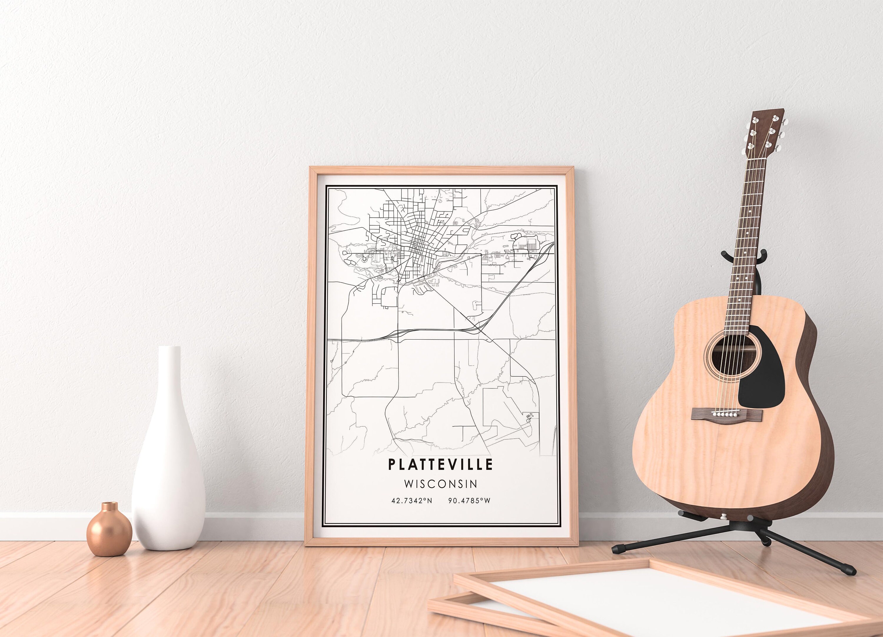 Platteville Map Print Poster Canvas | Wisconsin Map Print Poster Canvas ...