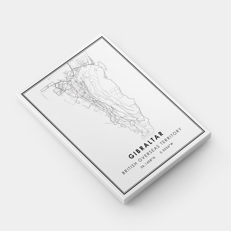 Gibraltar Map Print Poster Canvas | Gibraltar Road Map Print Poster ...