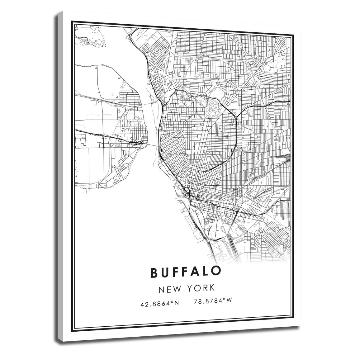 Buffalo map print poster canvas Buffalo city map print | Etsy