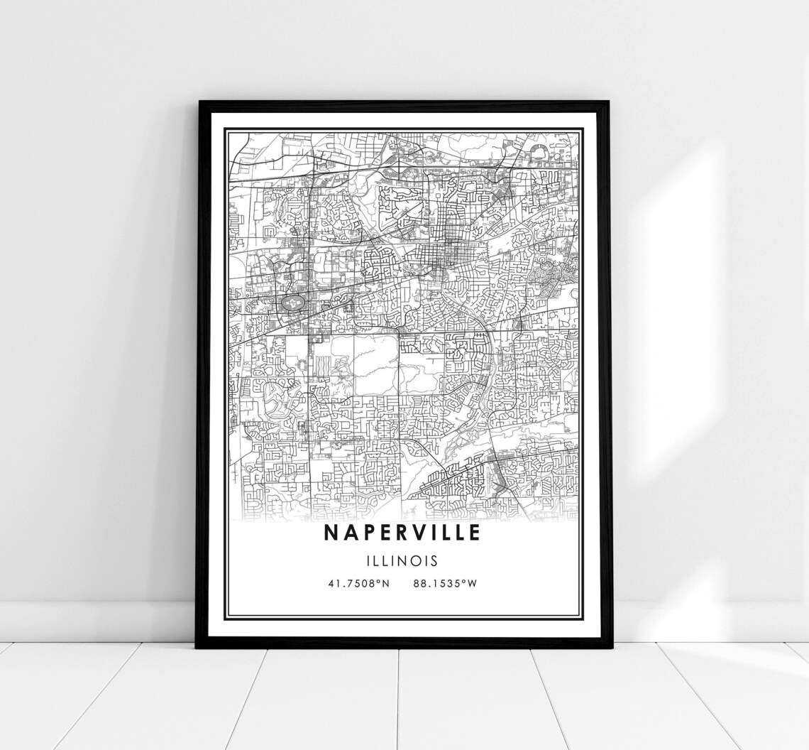 Naperville Map Print Poster Canvas Illinois Map Print Poster - Etsy