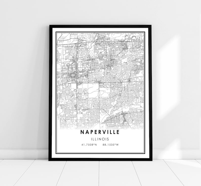Naperville Map Print Poster Canvas | Illinois Map Print Poster Canvas ...