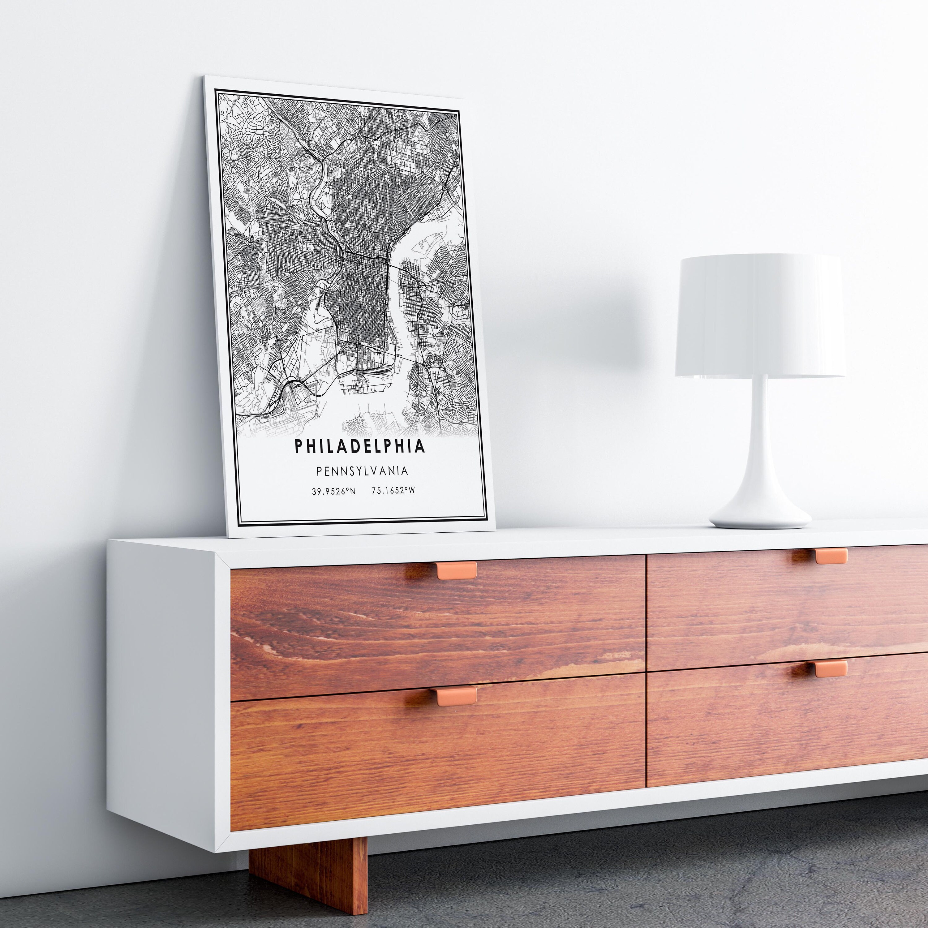 Philadelphia Map Print Poster Canvas Pennsylvania Map Print - Etsy