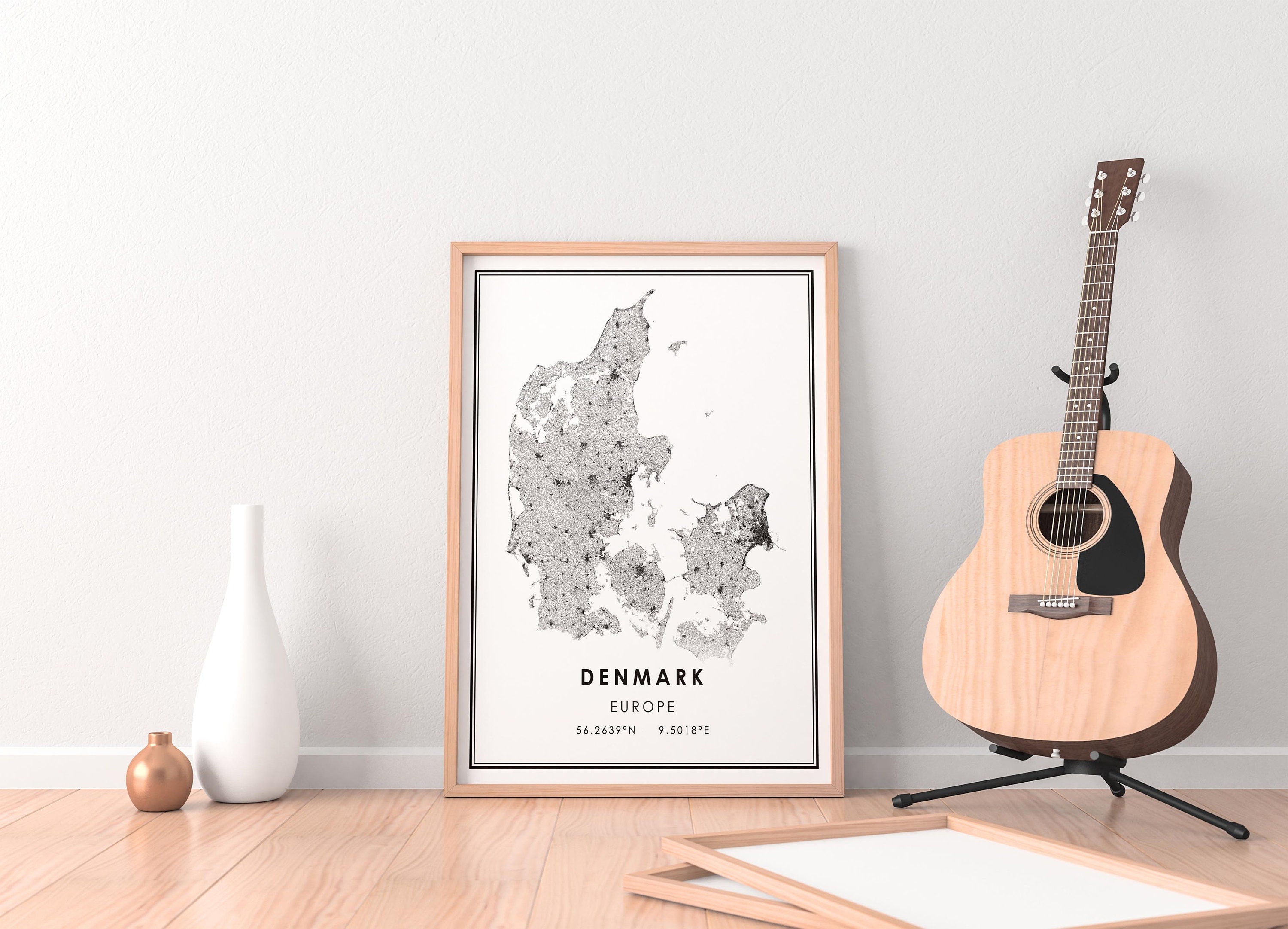 Denmark Country Map Print Poster Canvas Denmark Country Road - Etsy