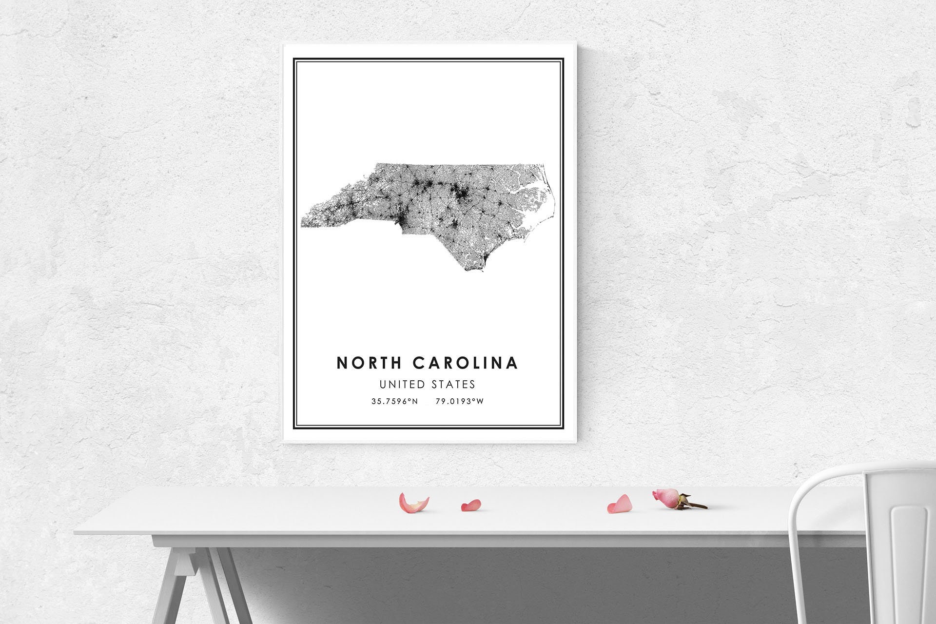 North Carolina United States Map Print Poster Canvas North | Etsy