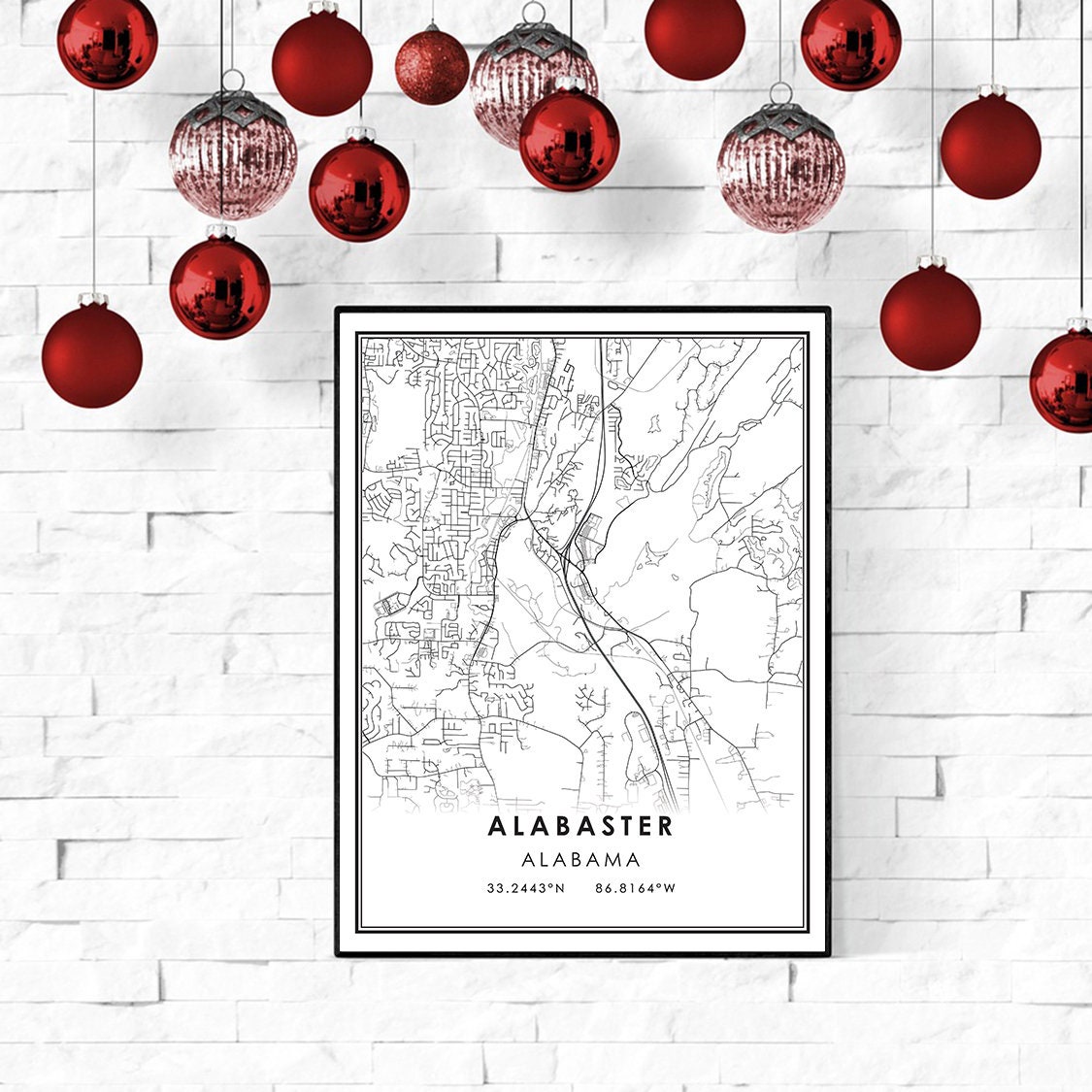 Alabaster map print poster canvas Alabaster Alabama Street | Etsy