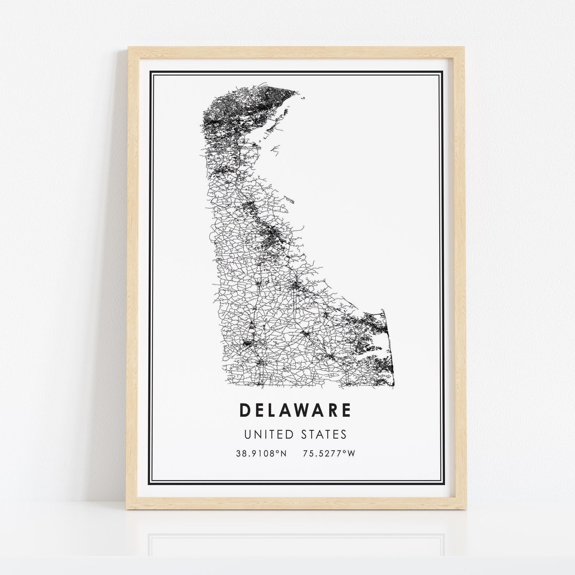 Delaware Map Print Poster Canvas Delaware United States - Etsy