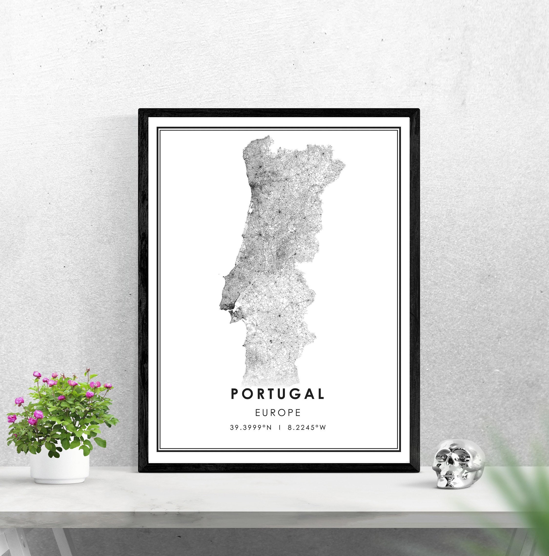 Portugal country map print poster canvas Portugal Country | Etsy