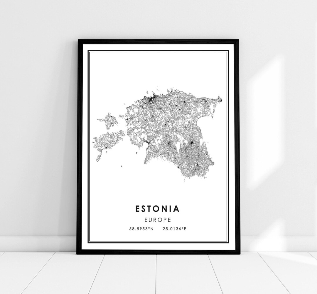 Estonia Country Map Print Poster Canvas | Estonia Country City Map ...