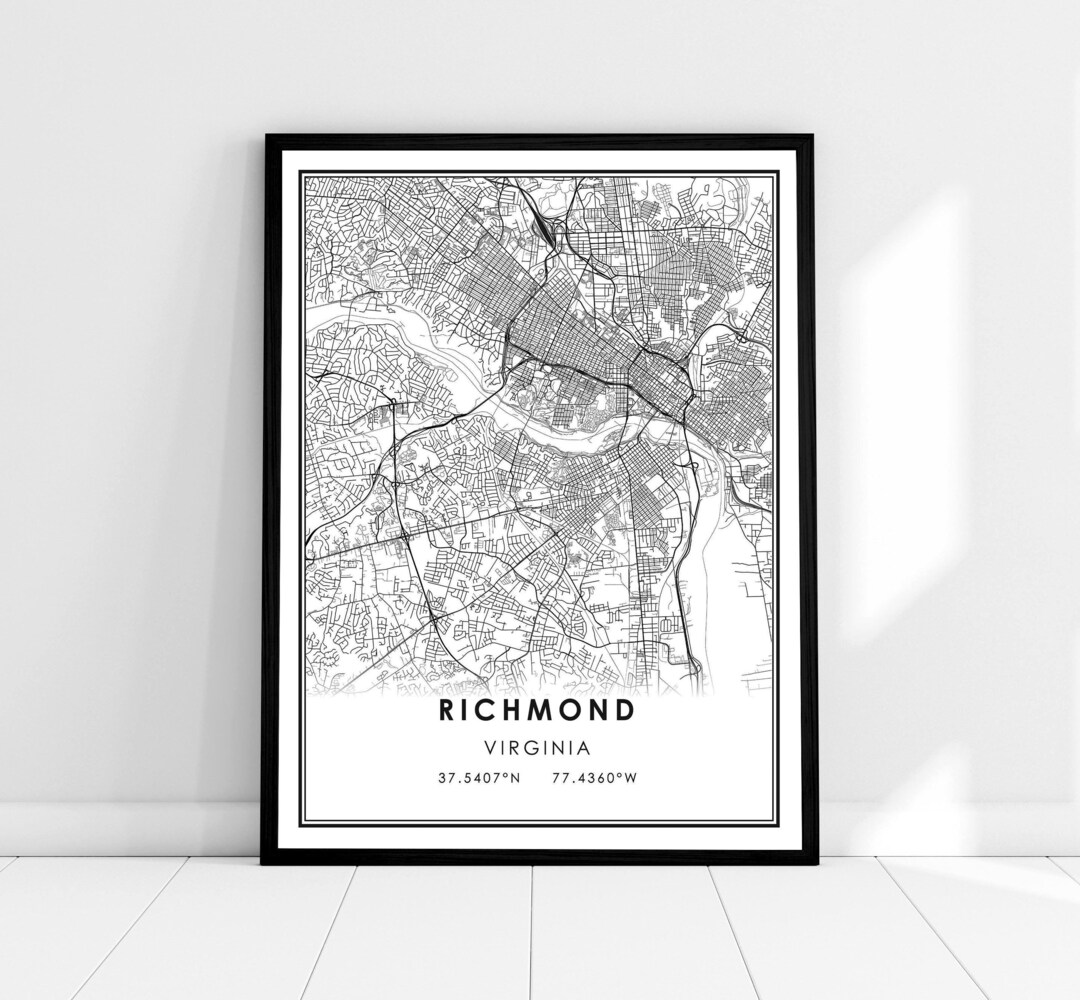 Richmond Map Print Poster Canvas | Virginia Map Print Poster Canvas ...