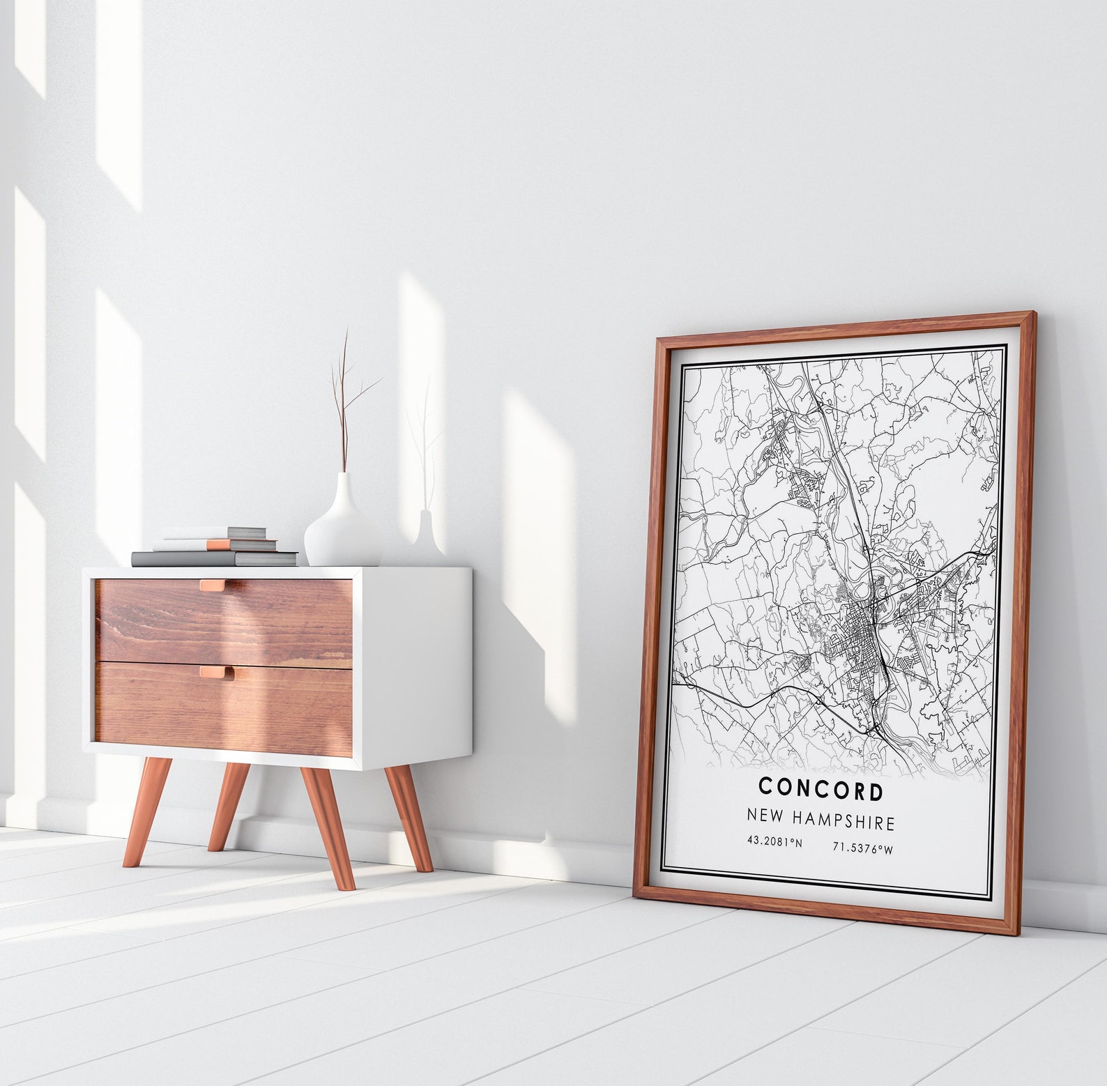 Concord Map Print Poster Canvas | New Hampshire Map Print Poster Canvas ...
