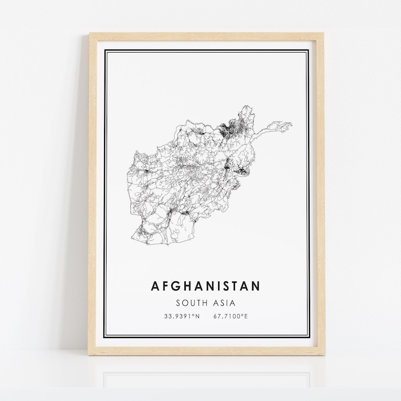 Afghanistan Country Map Print Poster Canvas Afghanistan - Etsy