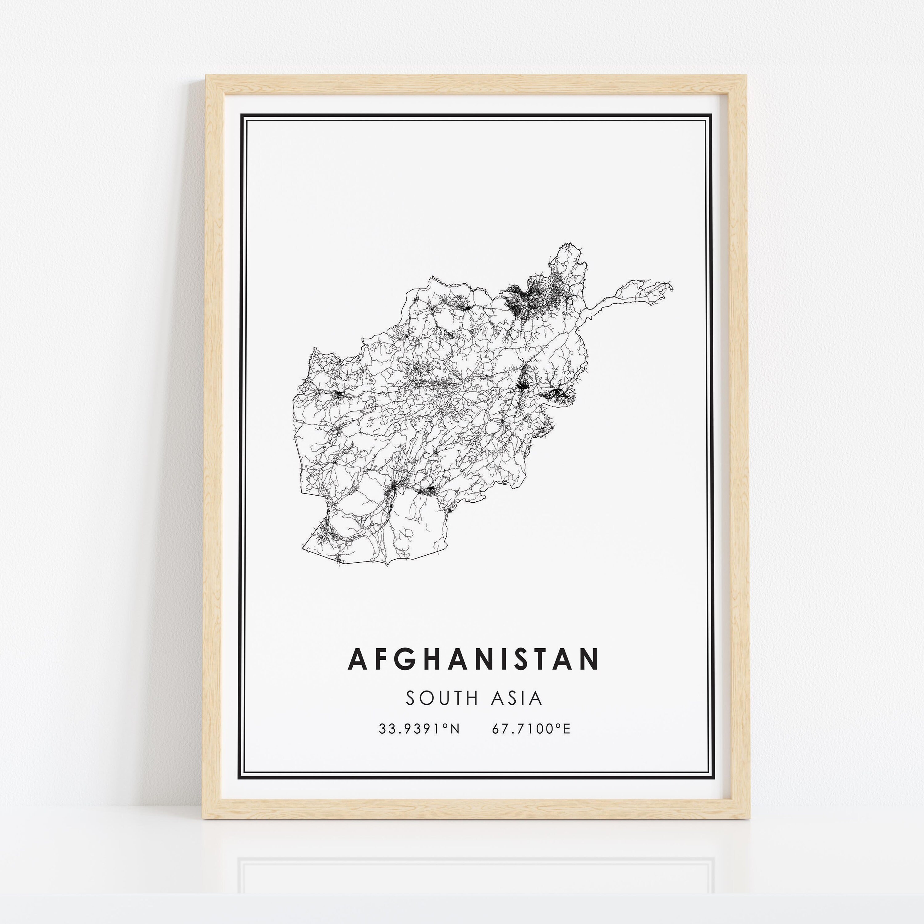 Afghanistan Country Map Print Poster Canvas Afghanistan - Etsy