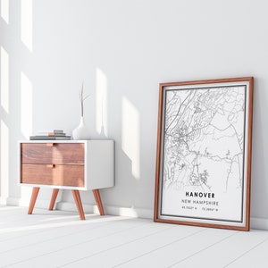 Hanover Map Print Poster Canvas | New Hampshire Map Print Poster Canvas ...