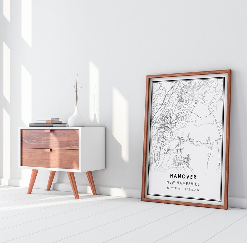 Hanover Map Print Poster Canvas New Hampshire Map Print - Etsy