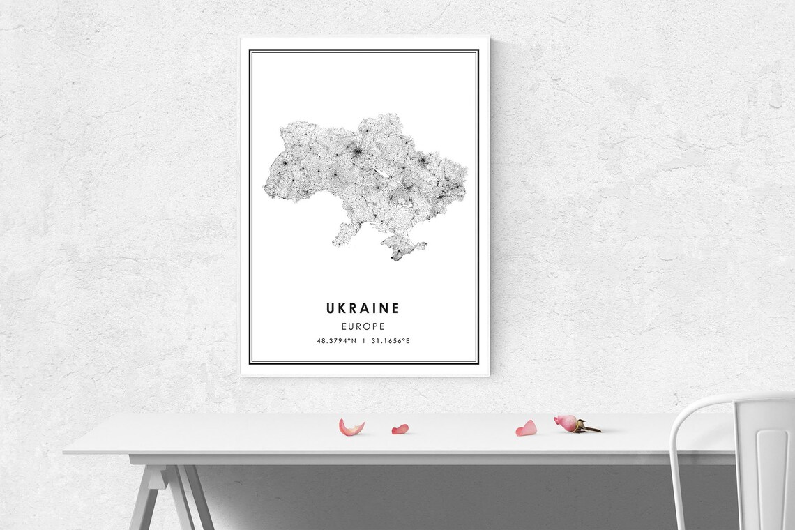 Ukraine country map print poster canvas Ukraine Europe | Etsy