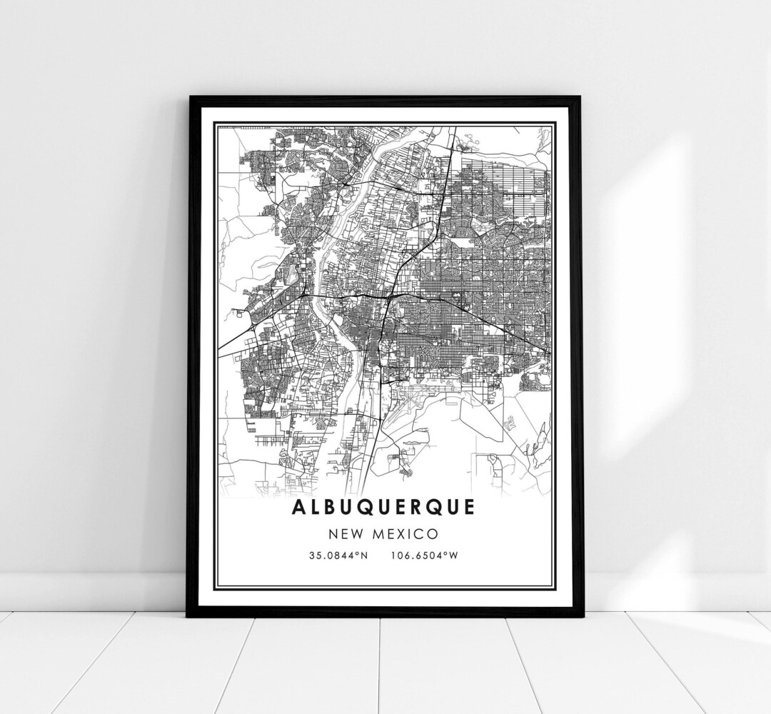 Albuquerque Map Print Poster Canvas | New Mexico Map Print Poster ...