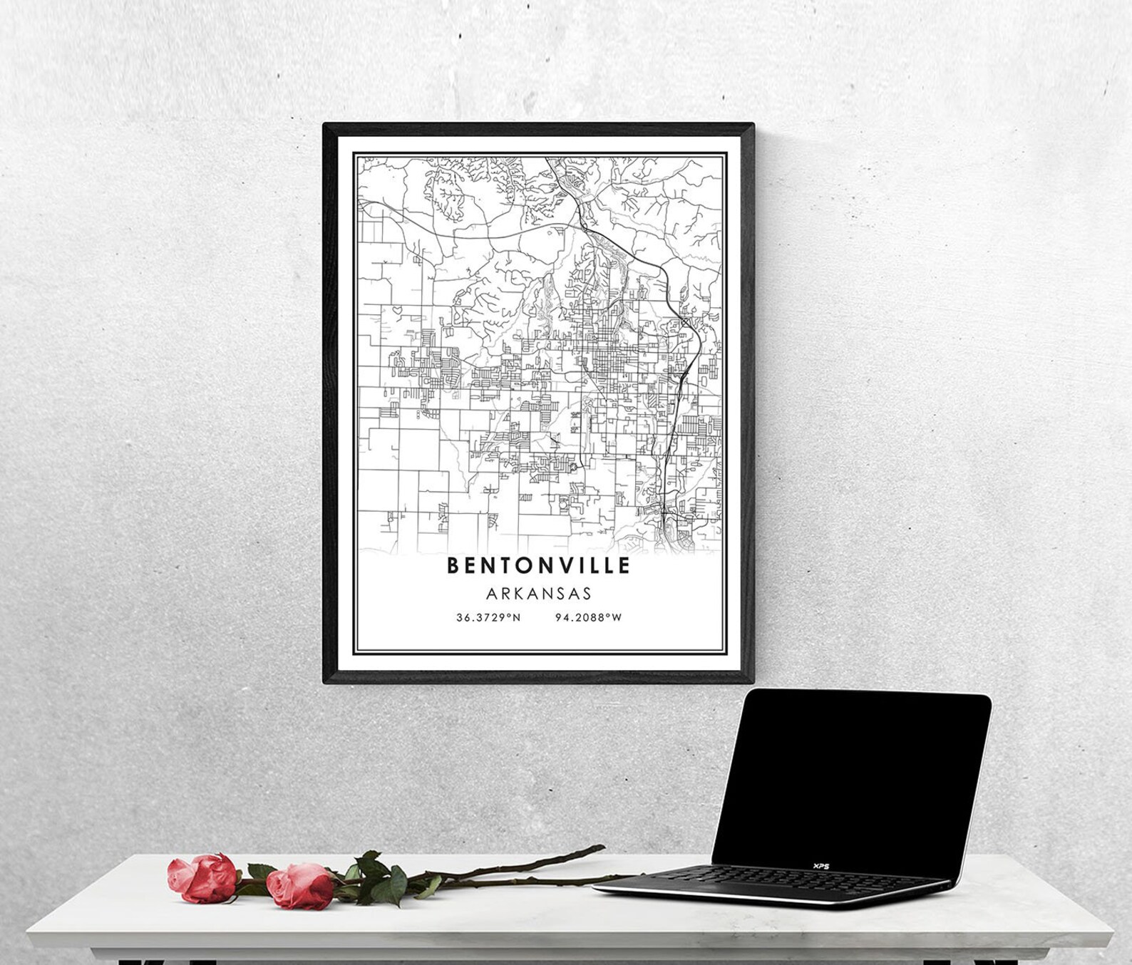 Bentonville map print poster canvas Bentonville Street map | Etsy