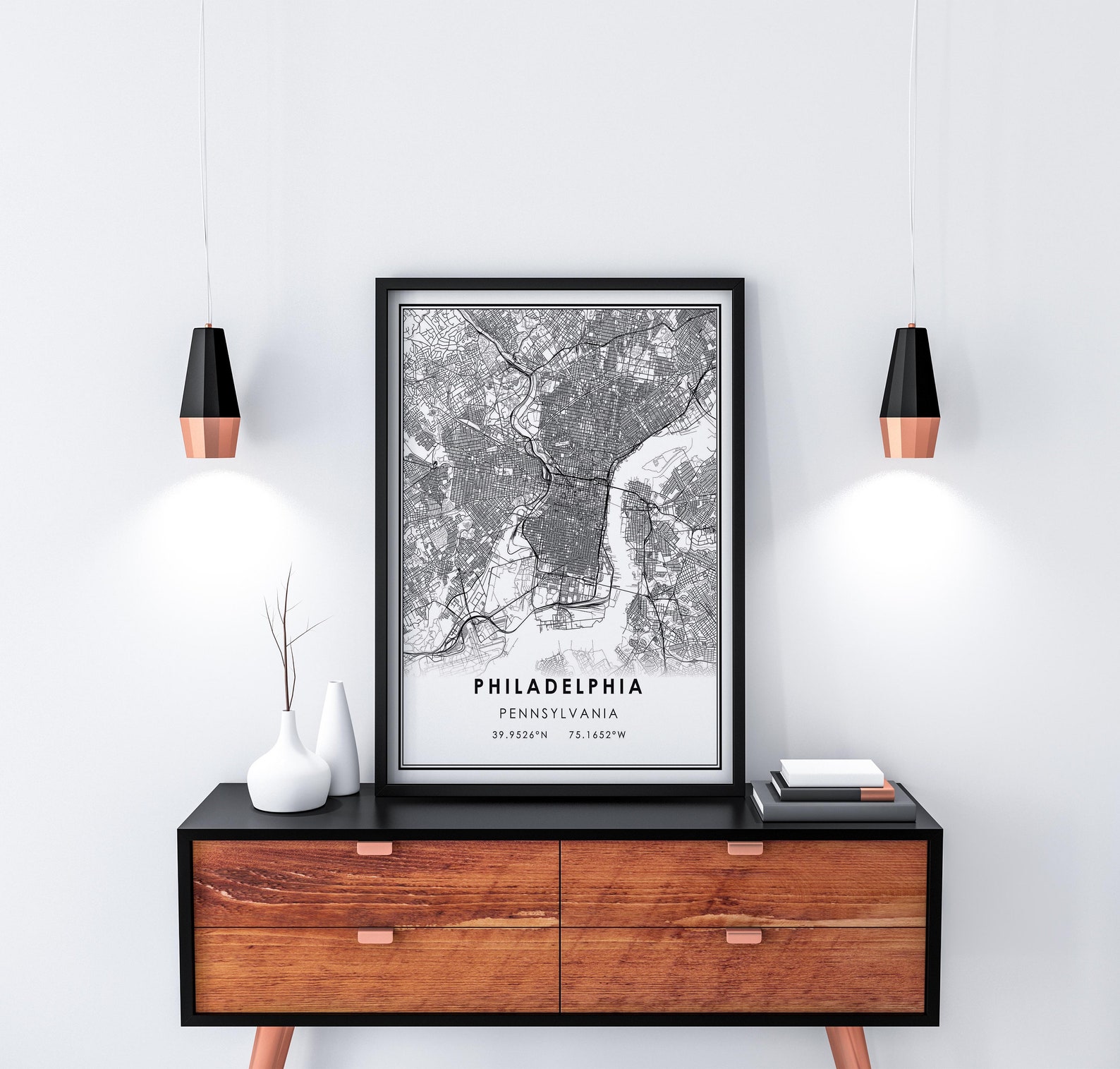 Philadelphia Map Print Poster Canvas Pennsylvania Map Print - Etsy