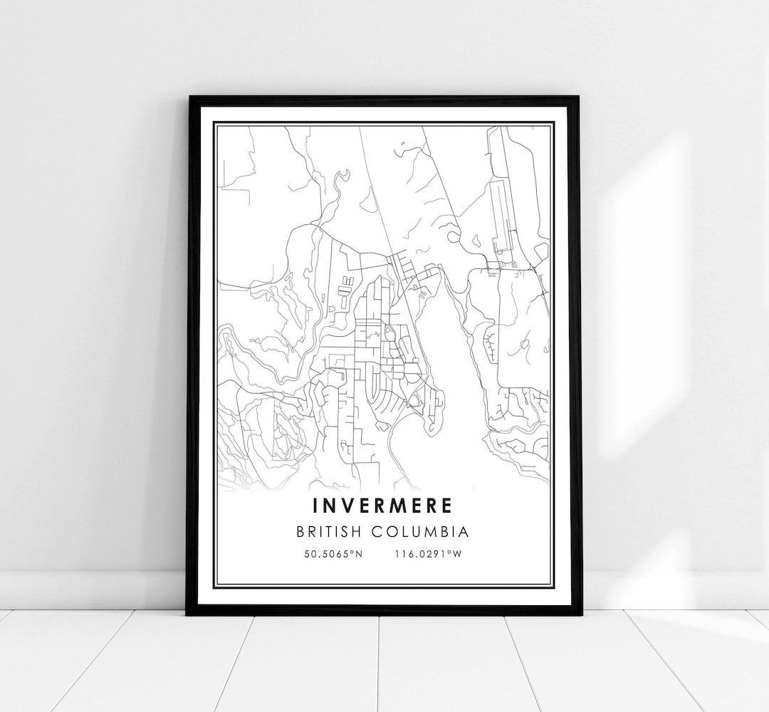 Invermere Map Print Poster Canvas |british Columbia Map Print Poster ...