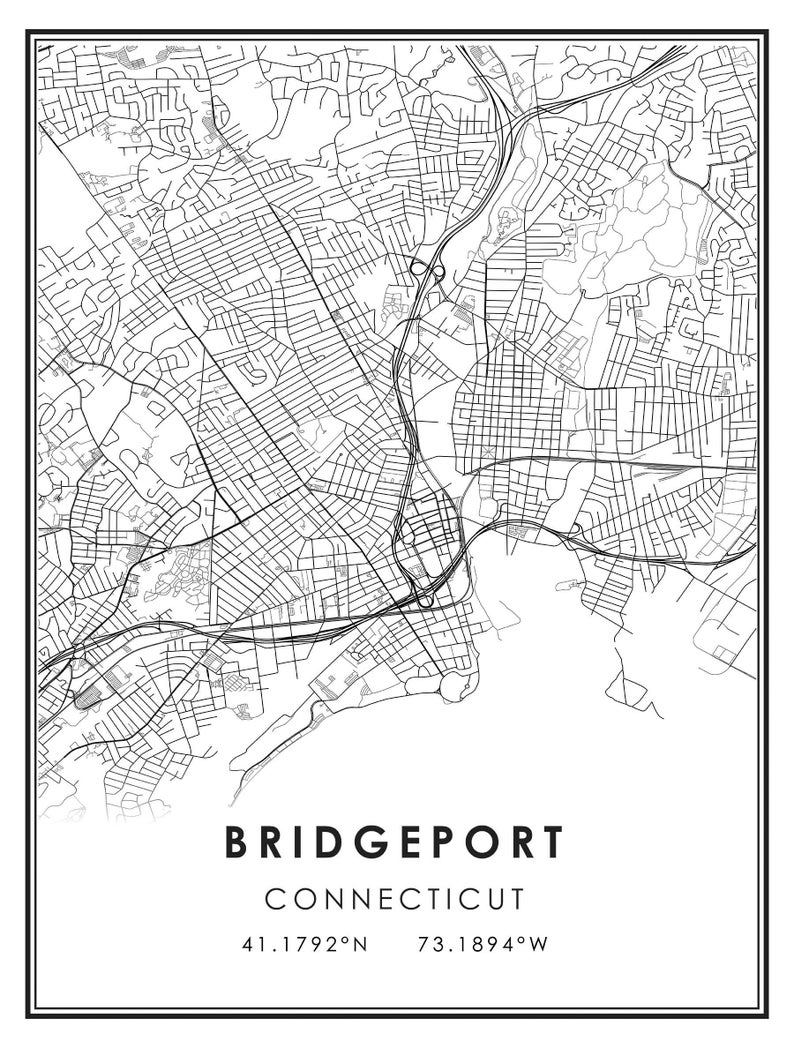 Bridgeport map print poster canvas Bridgeport city map print | Etsy