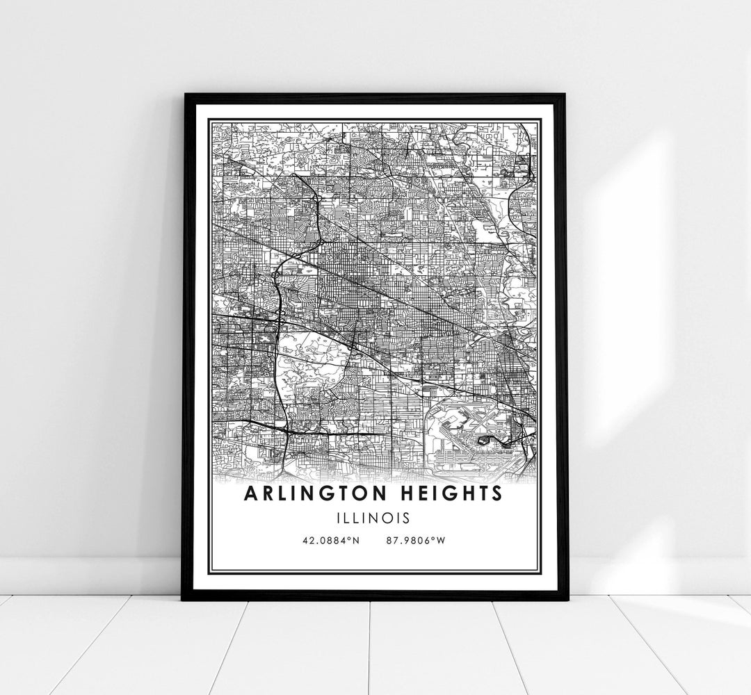 Arlington Heights Map Print Poster Canvas | Illinois Map Print Poster ...