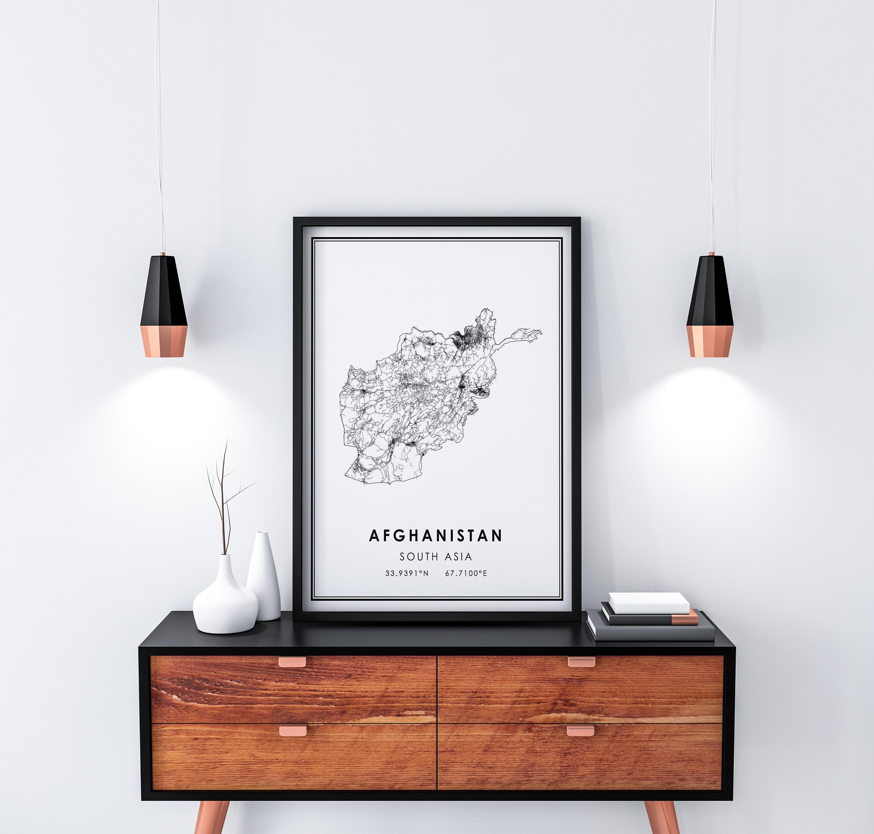 Afghanistan Country Map Print Poster Canvas Afghanistan - Etsy