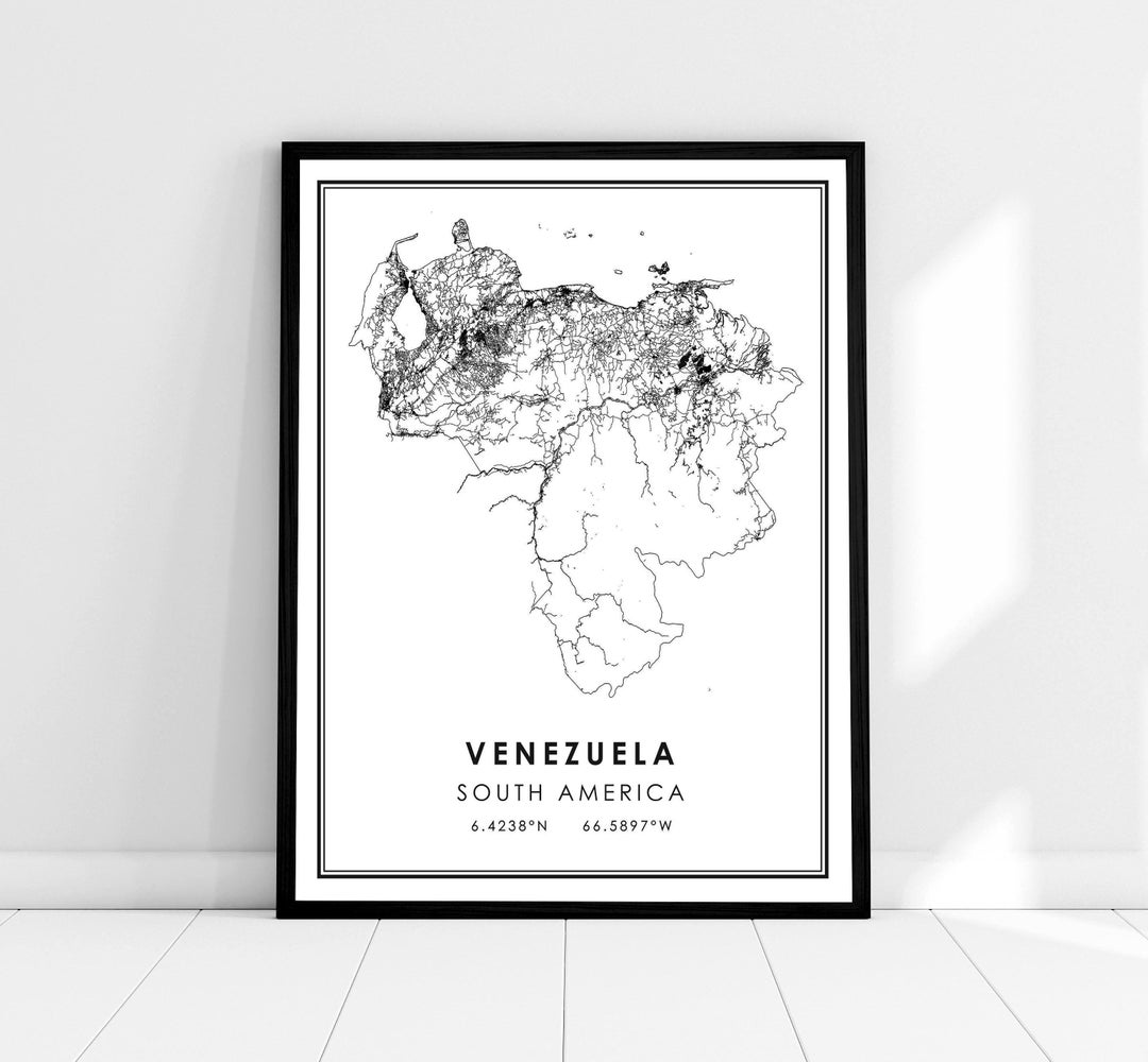 Venezuela Map Print Poster Canvas | South America Map Print Poster ...