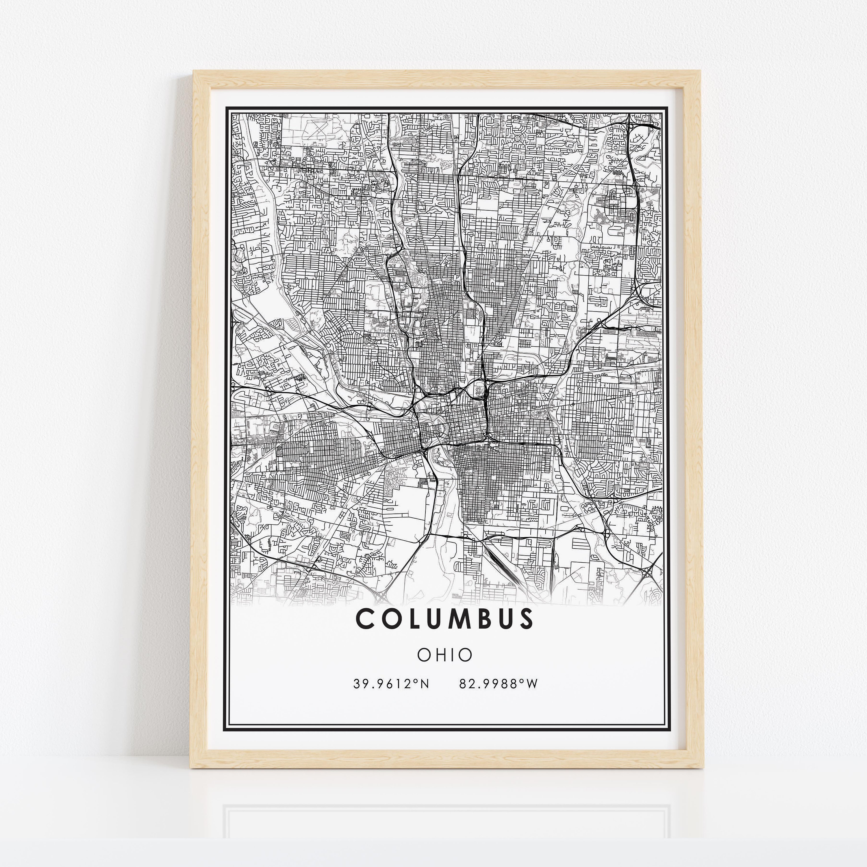 Columbus Map Print Poster Canvas | Ohio Map Print Poster Canvas ...