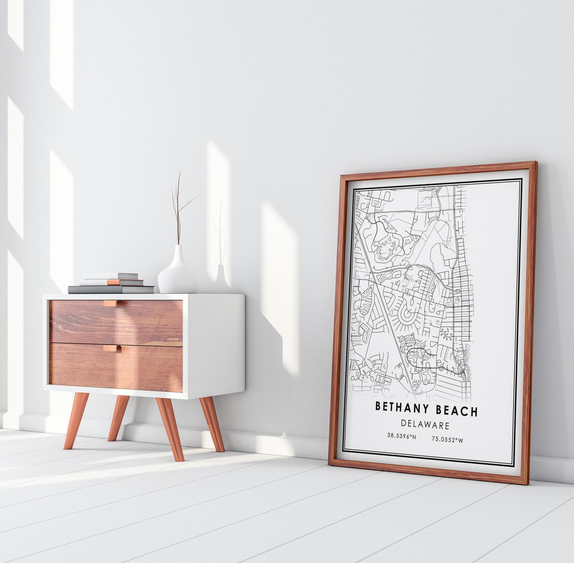 Bethany Beach Map Print Poster Canvas Delaware Map Print - Etsy