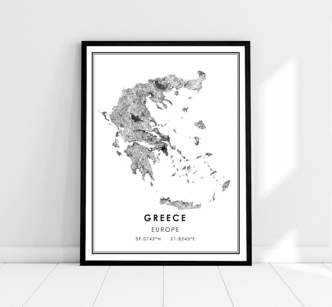Greece Country Map Print Poster Canvas Greece Country Road - Etsy