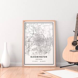 Bloomington Map Print Poster Canvas | Indiana Map Print Poster Canvas ...