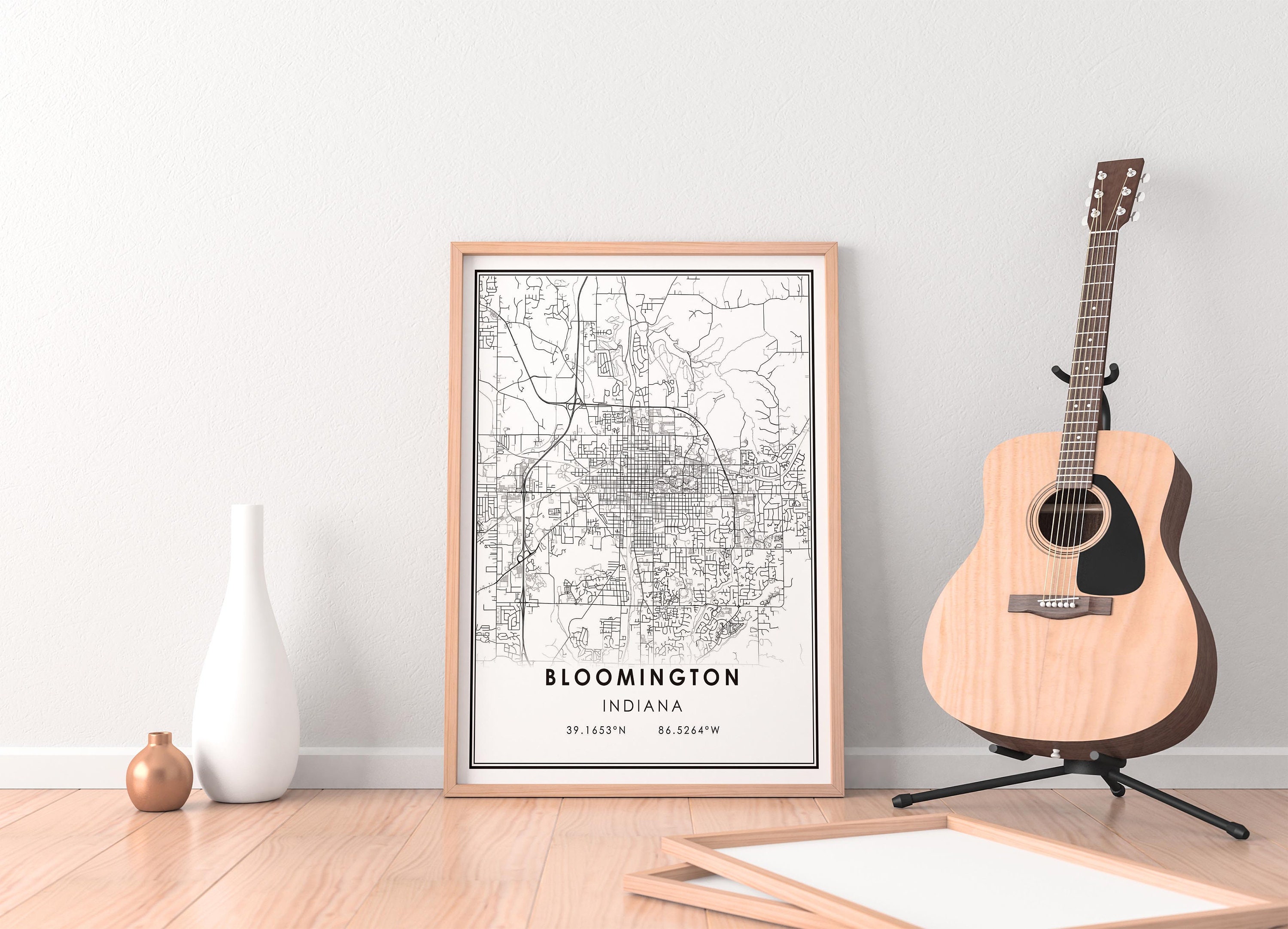 Bloomington Map Print Poster Canvas Indiana Map Print Poster - Etsy