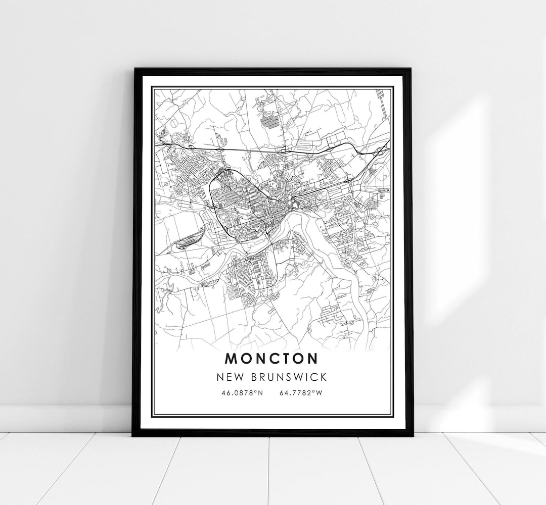 Moncton Map Print Poster Canvas New Brunswick Map Print Poster Canvas ...