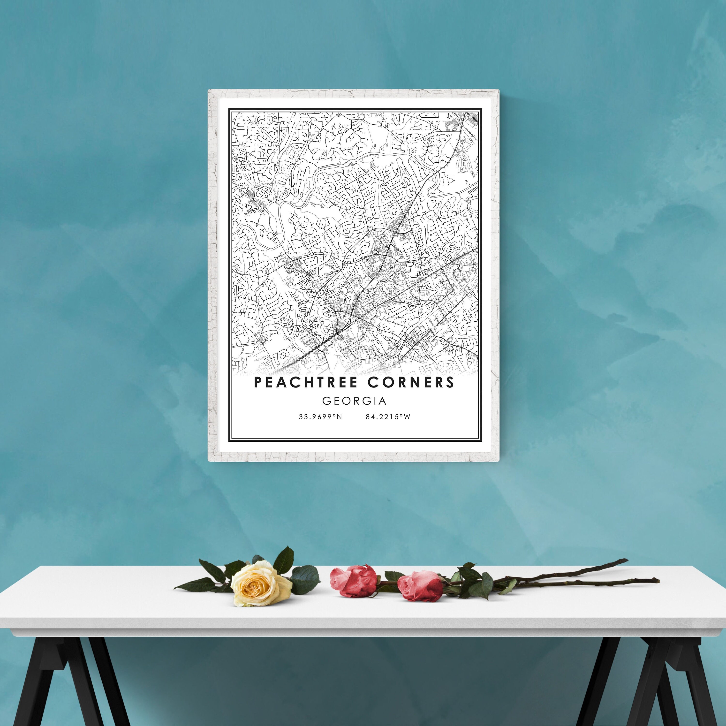 Peachtree Corners map print poster canvas Peachtree Corners | Etsy